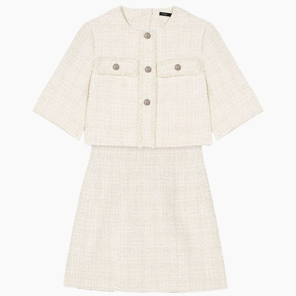 Maje | Dresses | Maje Cream Tweed 2 In Mini Dress | Poshmark